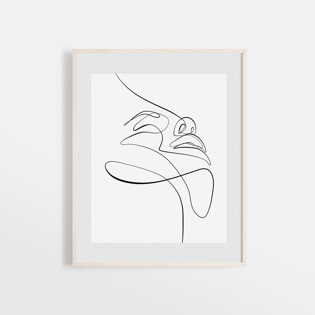 Abstract Face Figure Art, Minimal Facial Line Art, One Line Drawing ...