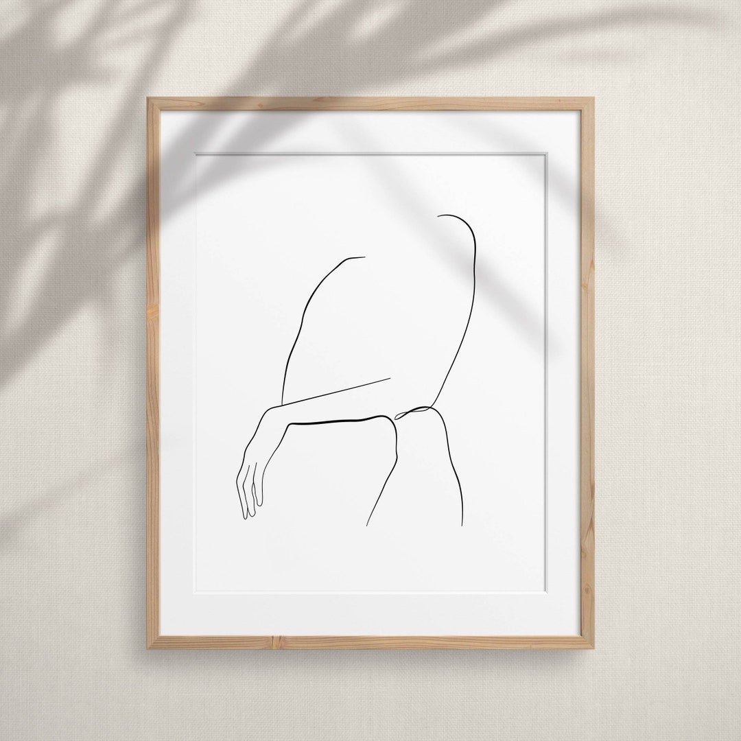 Female Sitting Outline Drawing, Woman Line Art Sketch, Minimalist ...