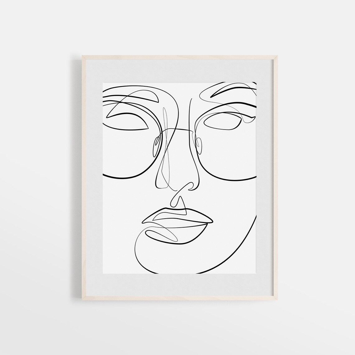 Female Face Close up Art, One Line Drawing Illustration, Minimal Line ...