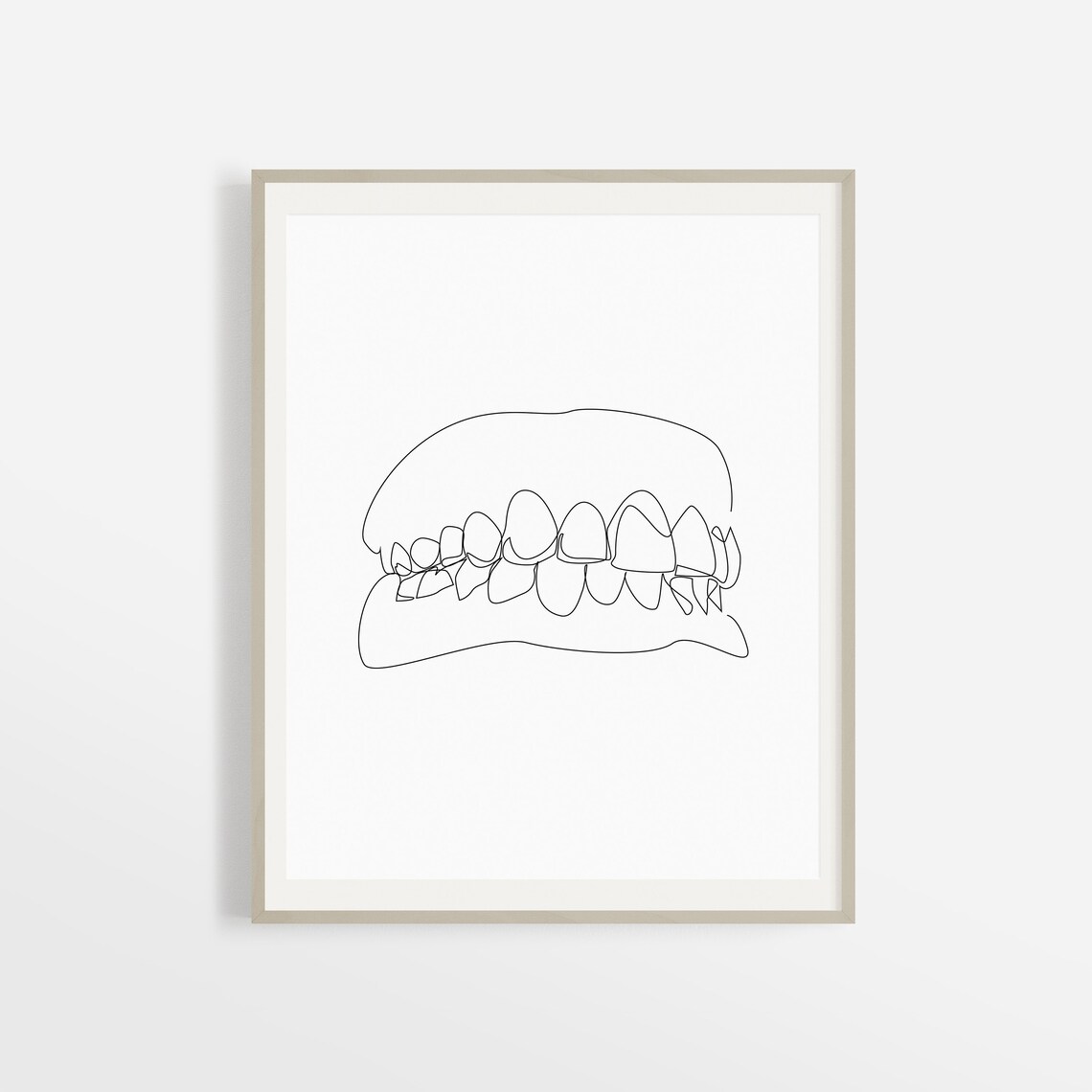 Minimalist Dental Printable Artwork, One Line Teeth Drawing, Abstract ...
