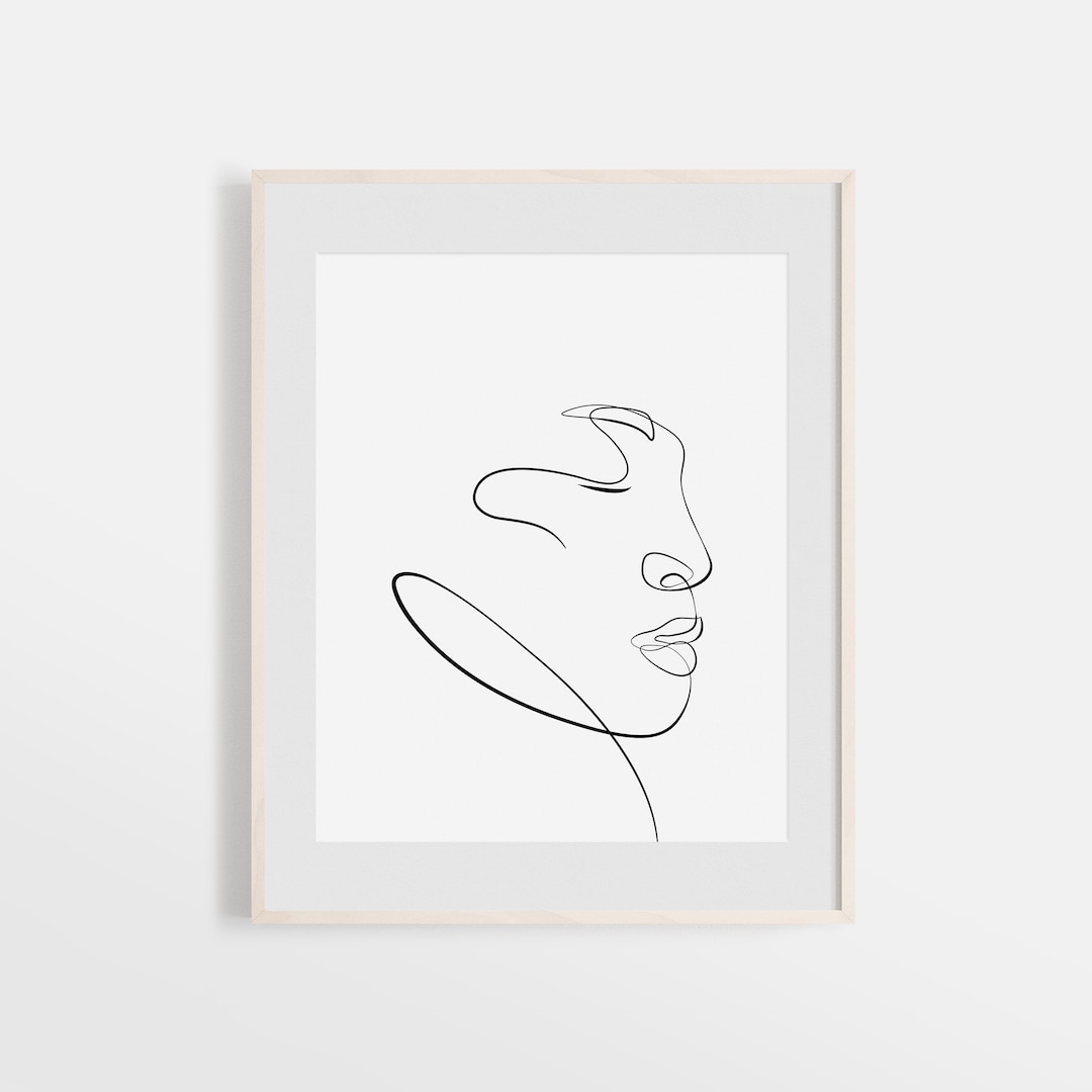Single Line Face Sketch, One Line Drawing Facial Illustration ...
