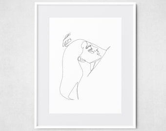 Single Line Feminine Figure Printable Art Woman Body - Etsy