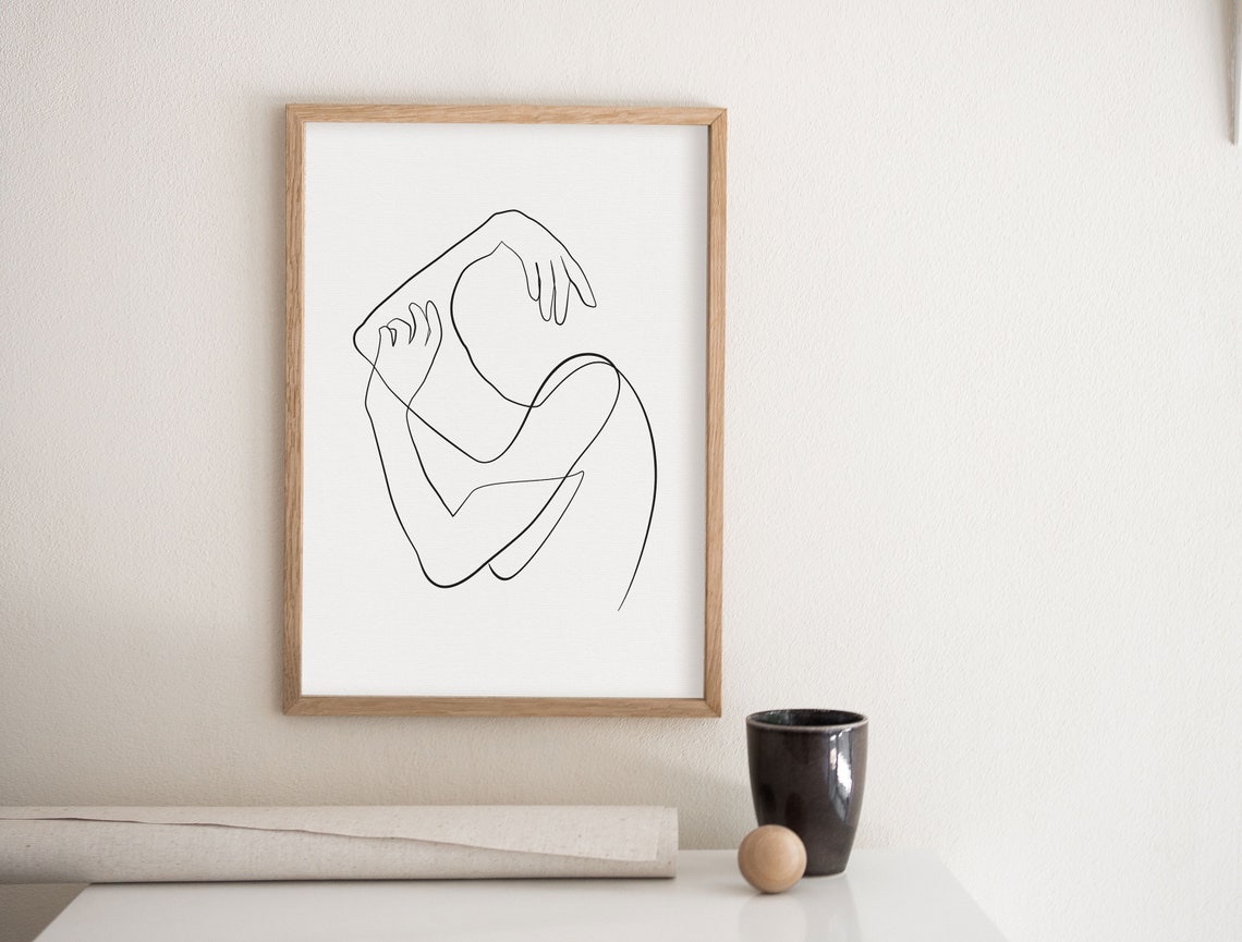 Abstract Female Form Print Woman Fine Line Printable | Etsy