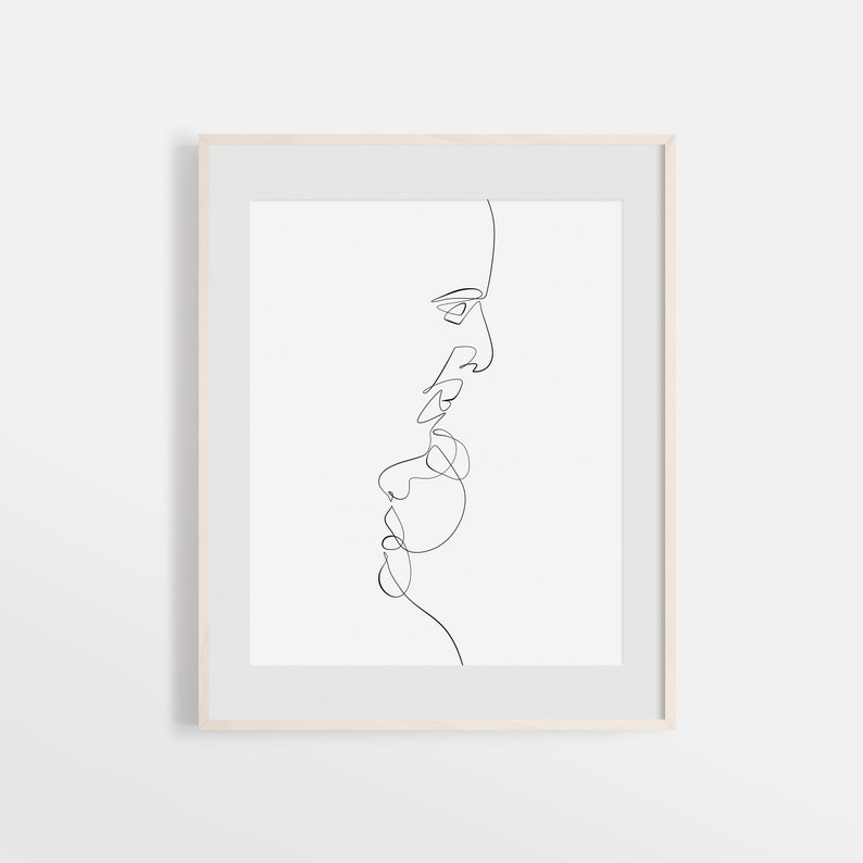 Love Art Illustration, Couple One Line Drawing, Face Sketching, Minimal ...