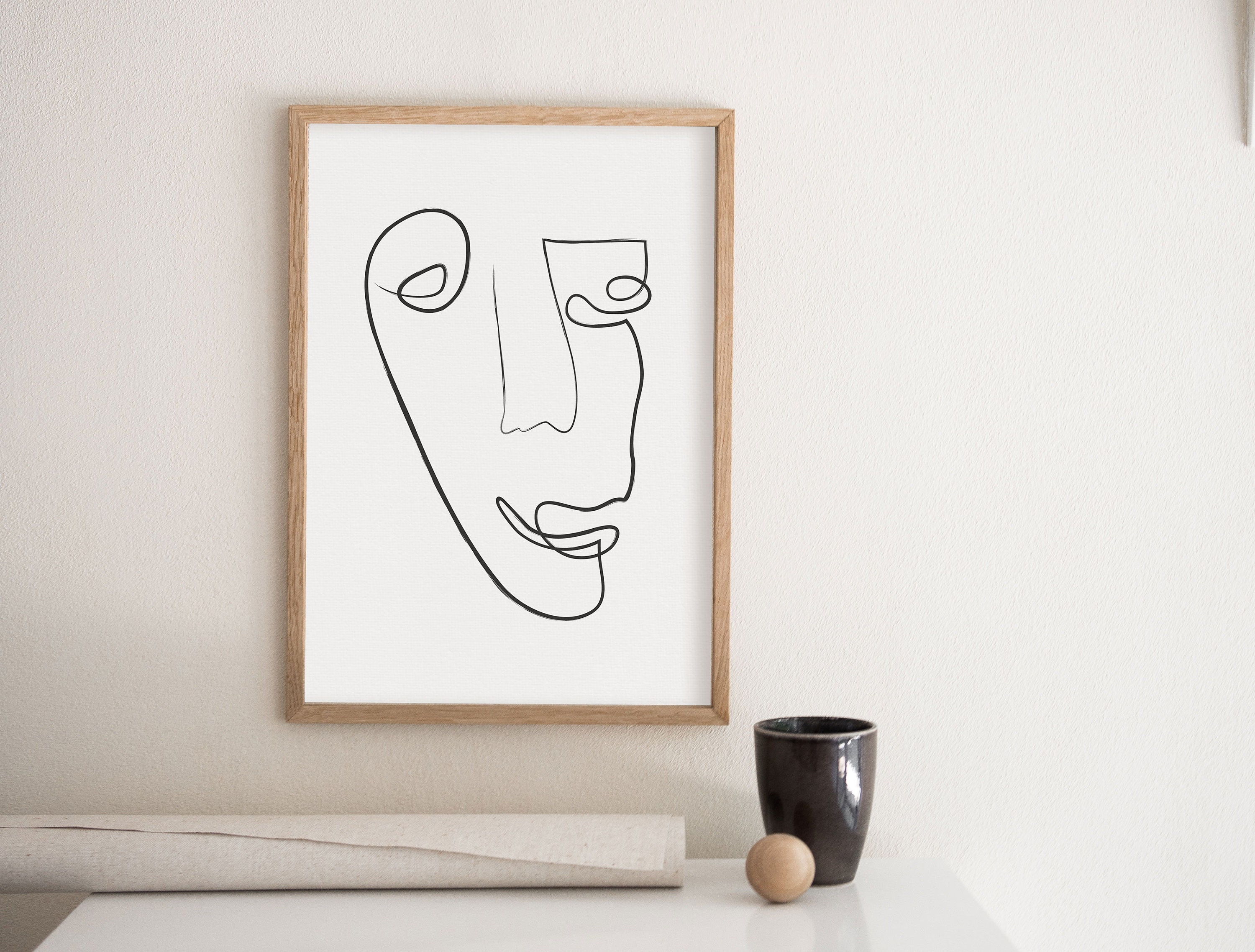 Abstract Face Figure Printable Simple Modern Wall Art One | Etsy