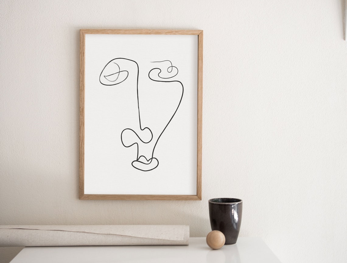 Abstract Ink Line Art One Line Face Drawing Minimalist - Etsy