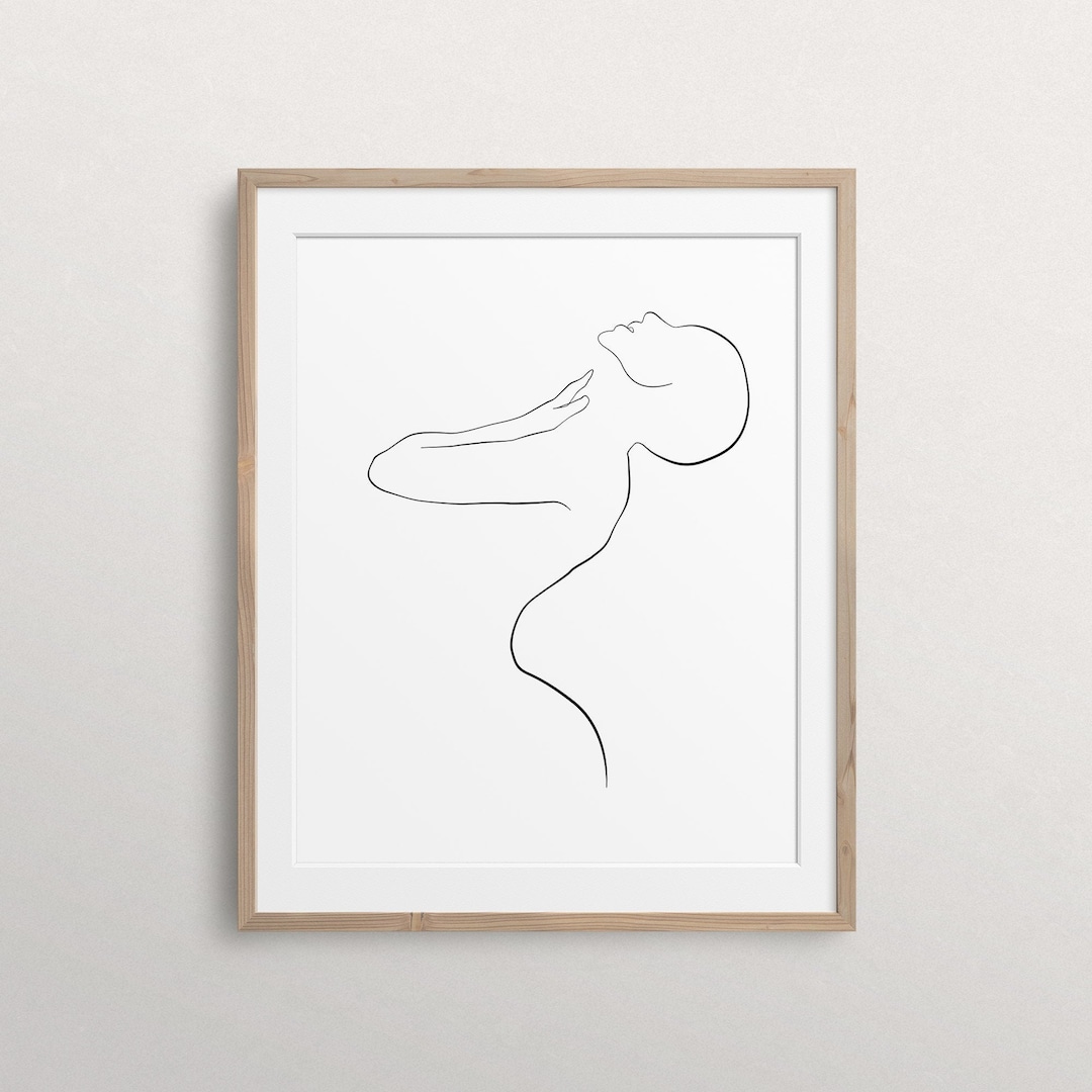 Woman Arm Pose Wall Art, Female Figure Line Art, Contour Body Printable ...