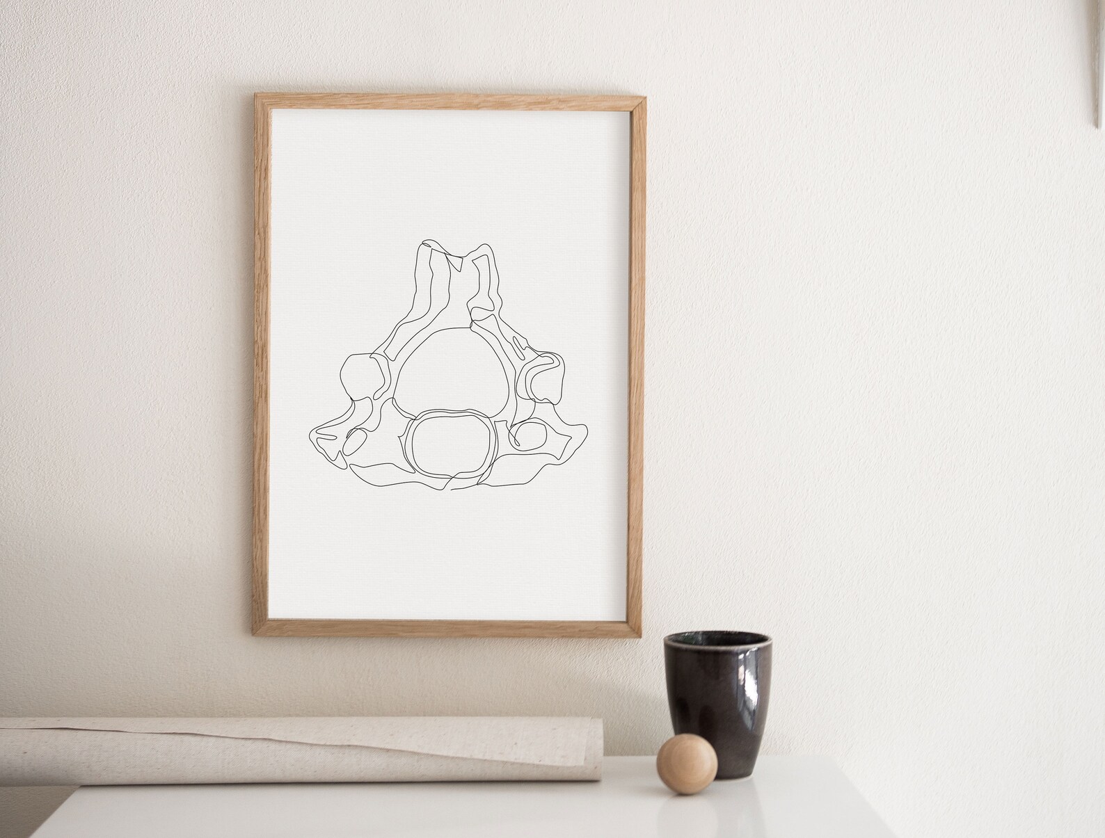 Cervical Vertebrae Line Drawing, Abstract Human Anatomy Bone ...