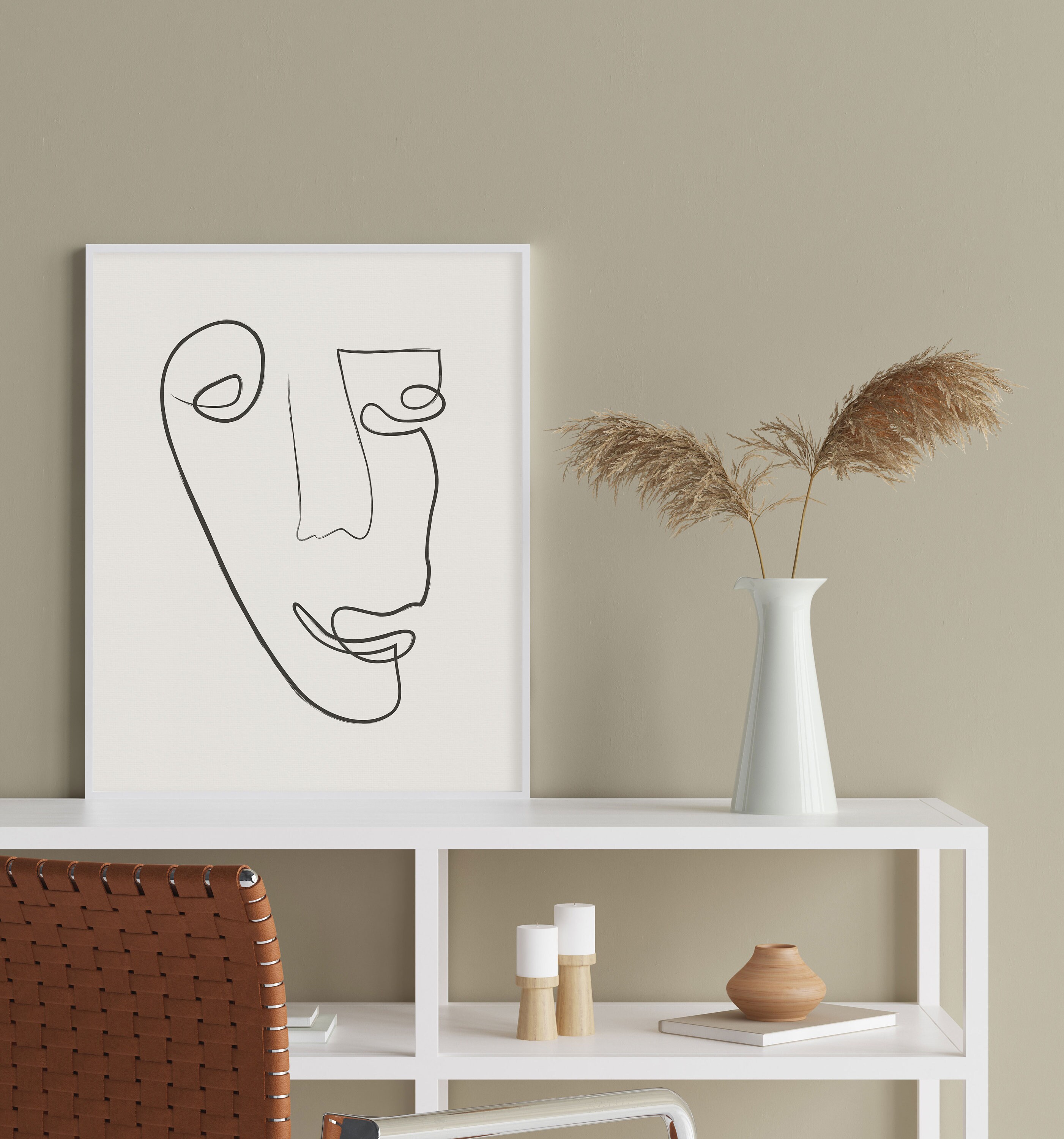 Abstract Face Figure Printable Simple Modern Wall Art One | Etsy