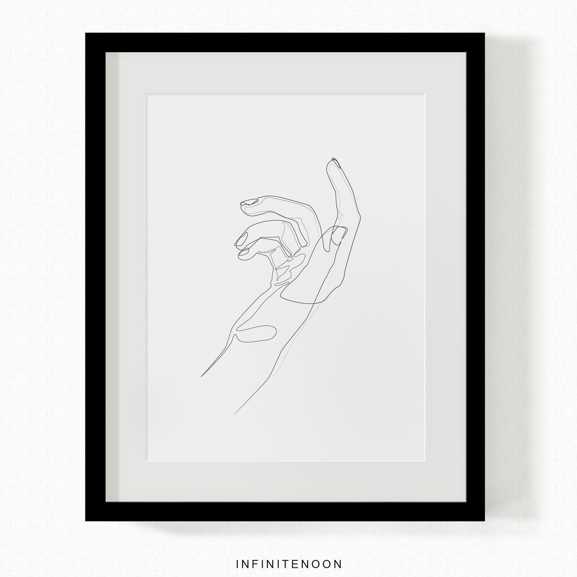 Simple Hand One Line Drawing Printable, Hand Pose Black and White ...