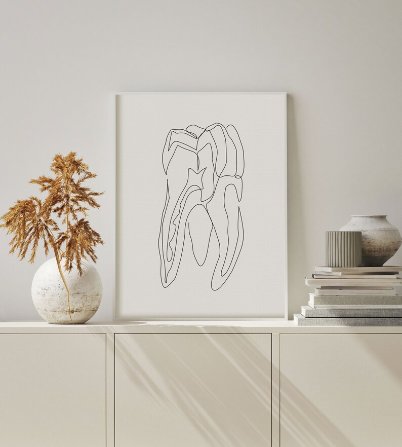 Abstract Tooth Line Drawing Minimalist Molar Wall Art Dental - Etsy