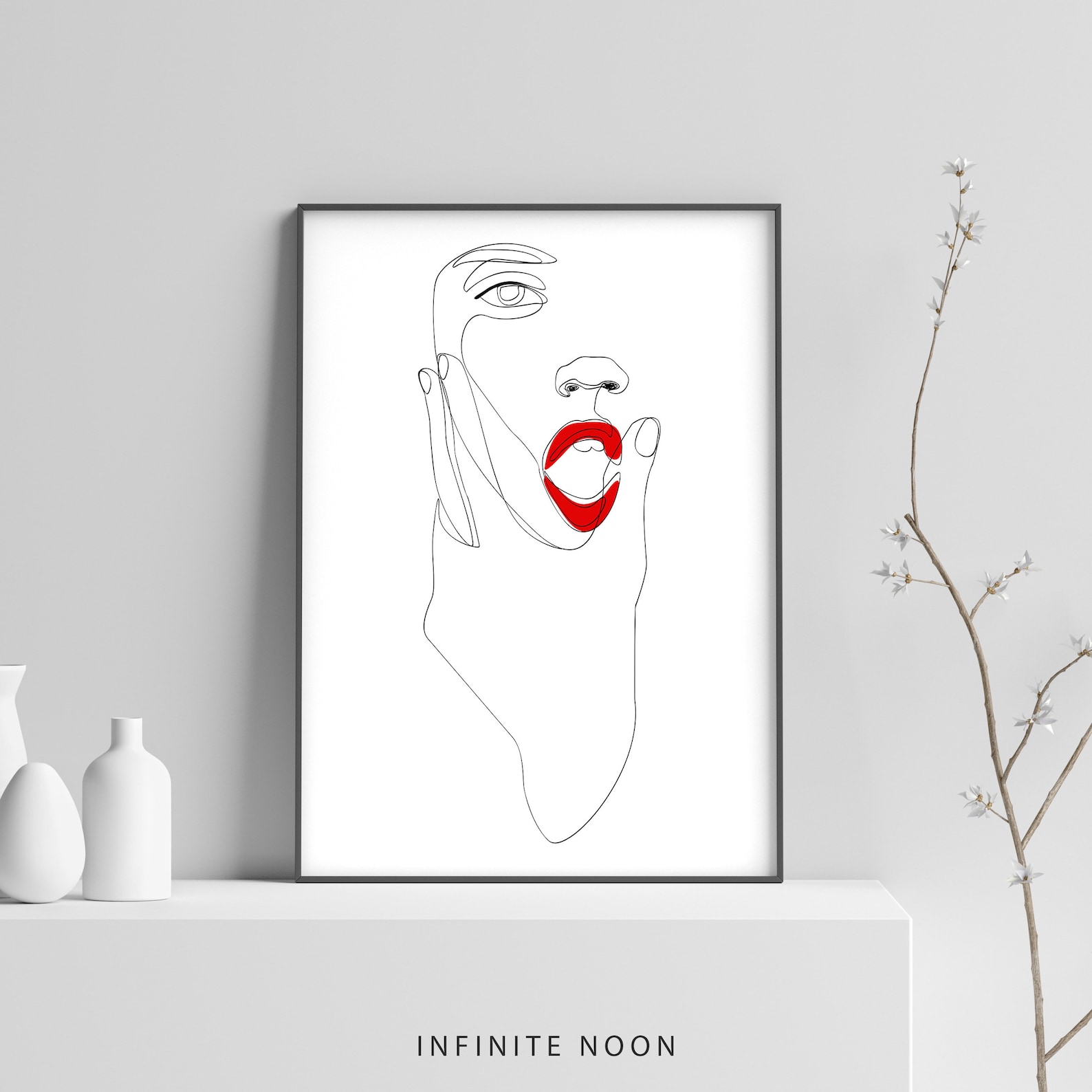Woman Face Drawing Lips Sketch Red Lipstick Face Sketch - Etsy