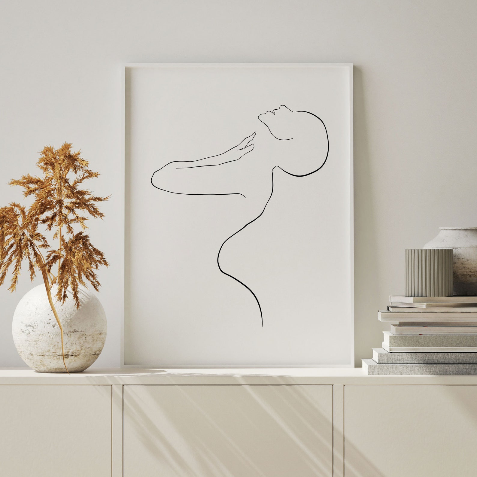 Woman Arm Pose Wall Art Female Figure Line Art Contour Body | Etsy