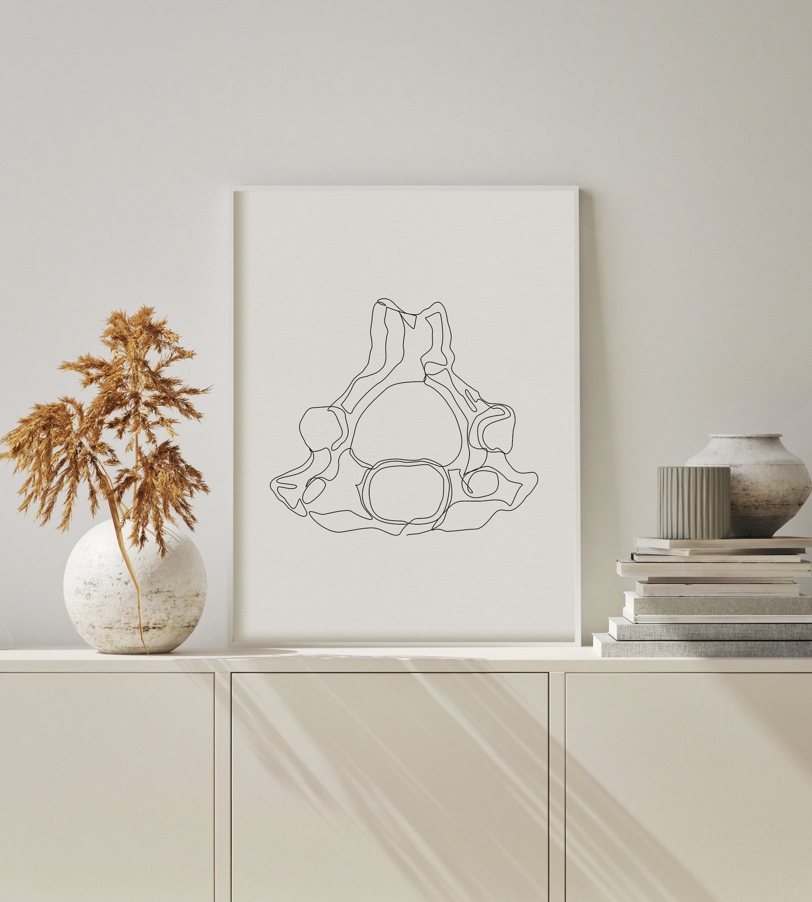 Cervical Vertebrae Line Drawing, Abstract Human Anatomy Bone ...
