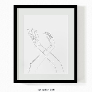 Hand Arm Pose One Line Printable, Arm Hands Fashion Black and White ...
