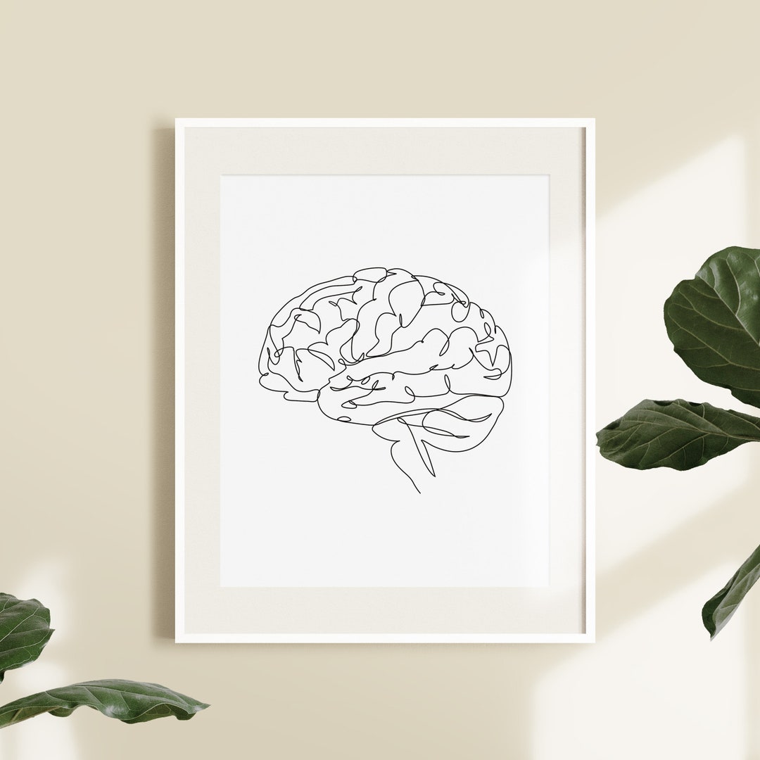 Anatomical Brain Drawing Print, Anatomy Brain Printable, Medical Art ...