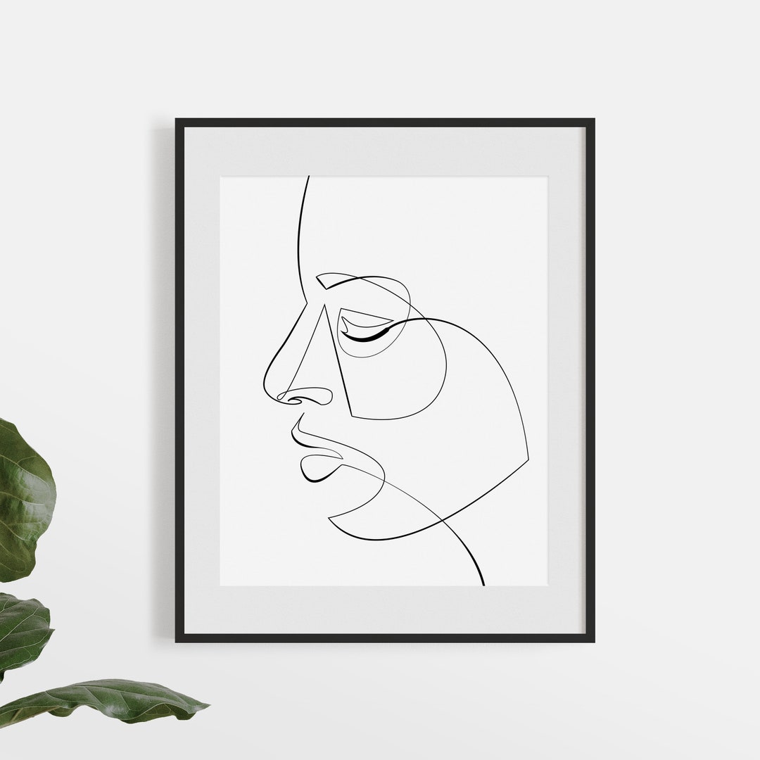Woman One Line Face Drawing, Continuous Line Print, Face Line Art ...
