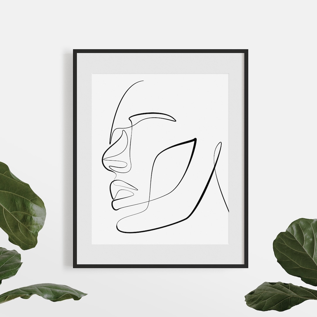 Abstract Face Drawing, Modern One Line Sketch, Facial Single Line ...