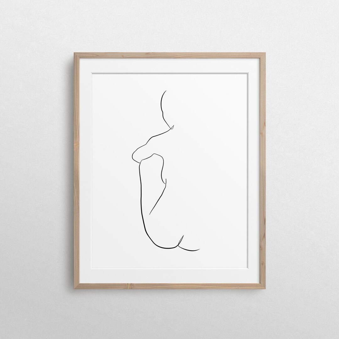 Woman Sitting Line Drawing, Female Figure Line Art, Minimalist Body ...