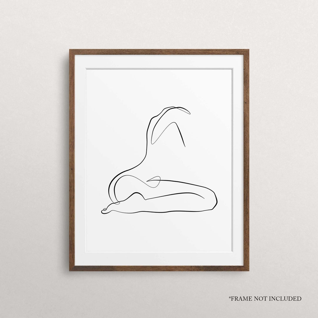 One Line Woman Body Art Print, Simple Female Form Outline Wall Art ...