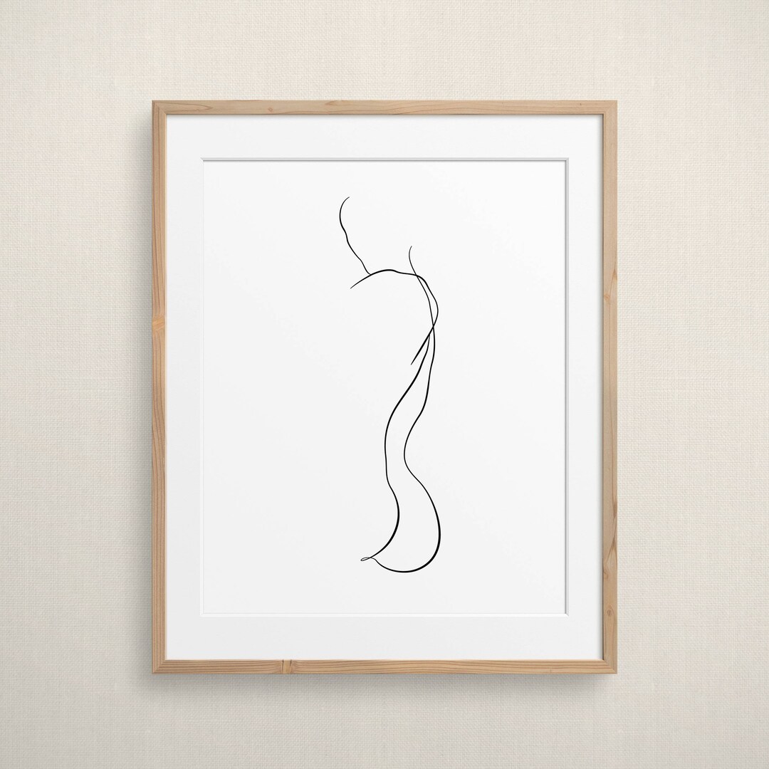 Abstract Woman Outline Art, Female Back One Line Drawing, Feminine Body ...