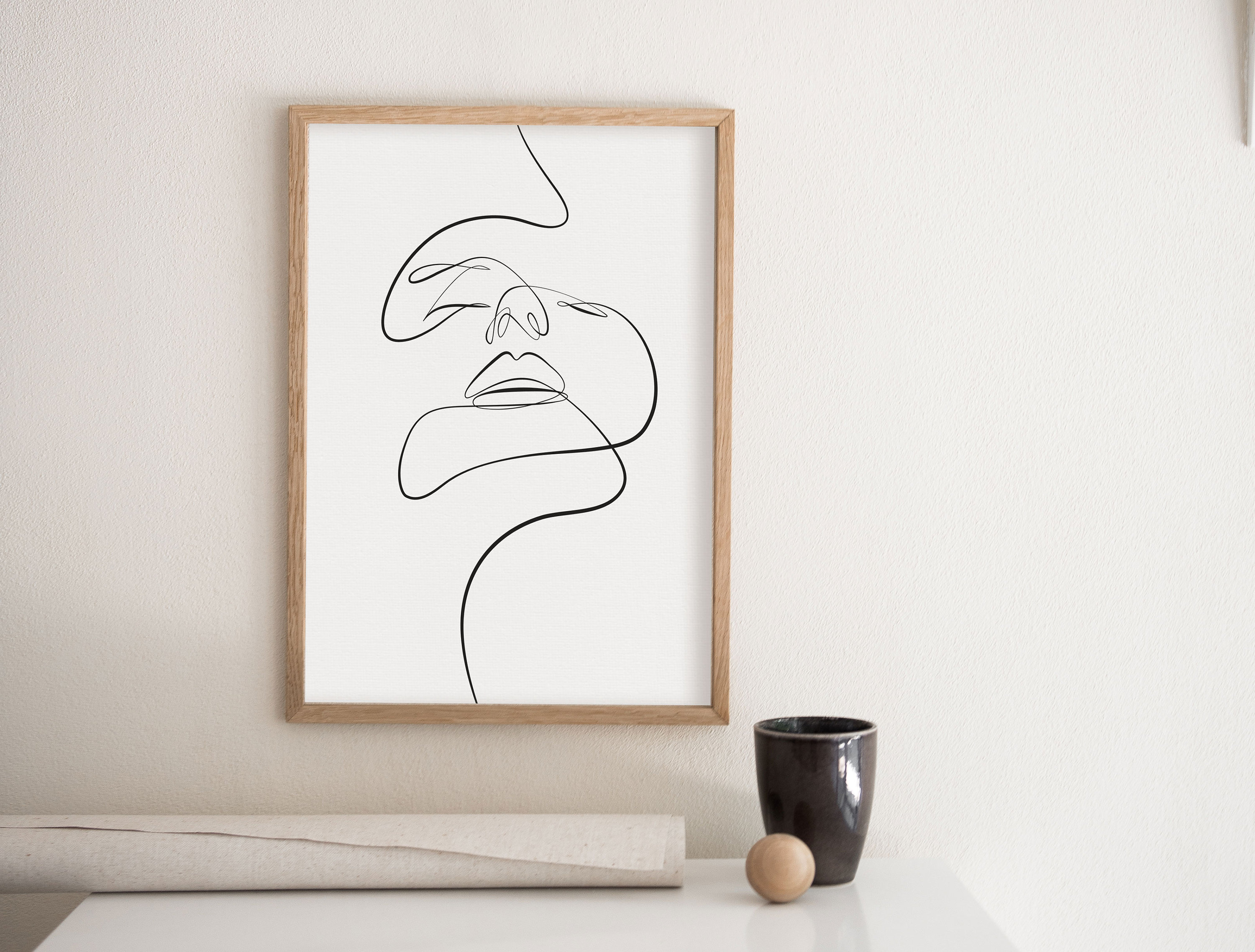 Abstract Female Face Print Printable One Line Drawing | Etsy