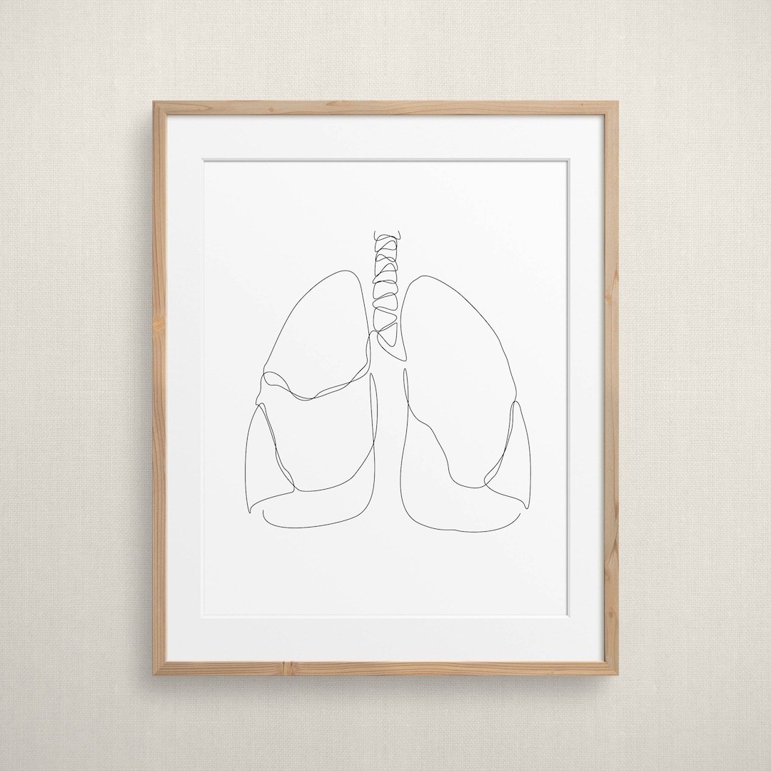 Abstract Lung Line Art Printable, Minimalist Respiratory One Line ...
