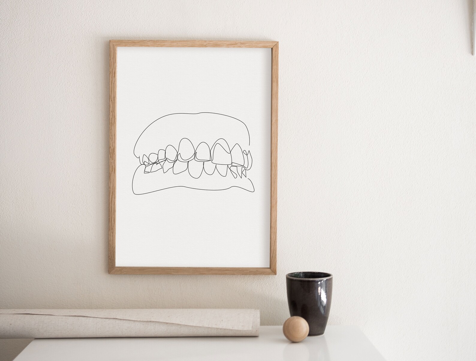 Minimalist Dental Printable Artwork, One Line Teeth Drawing, Abstract ...