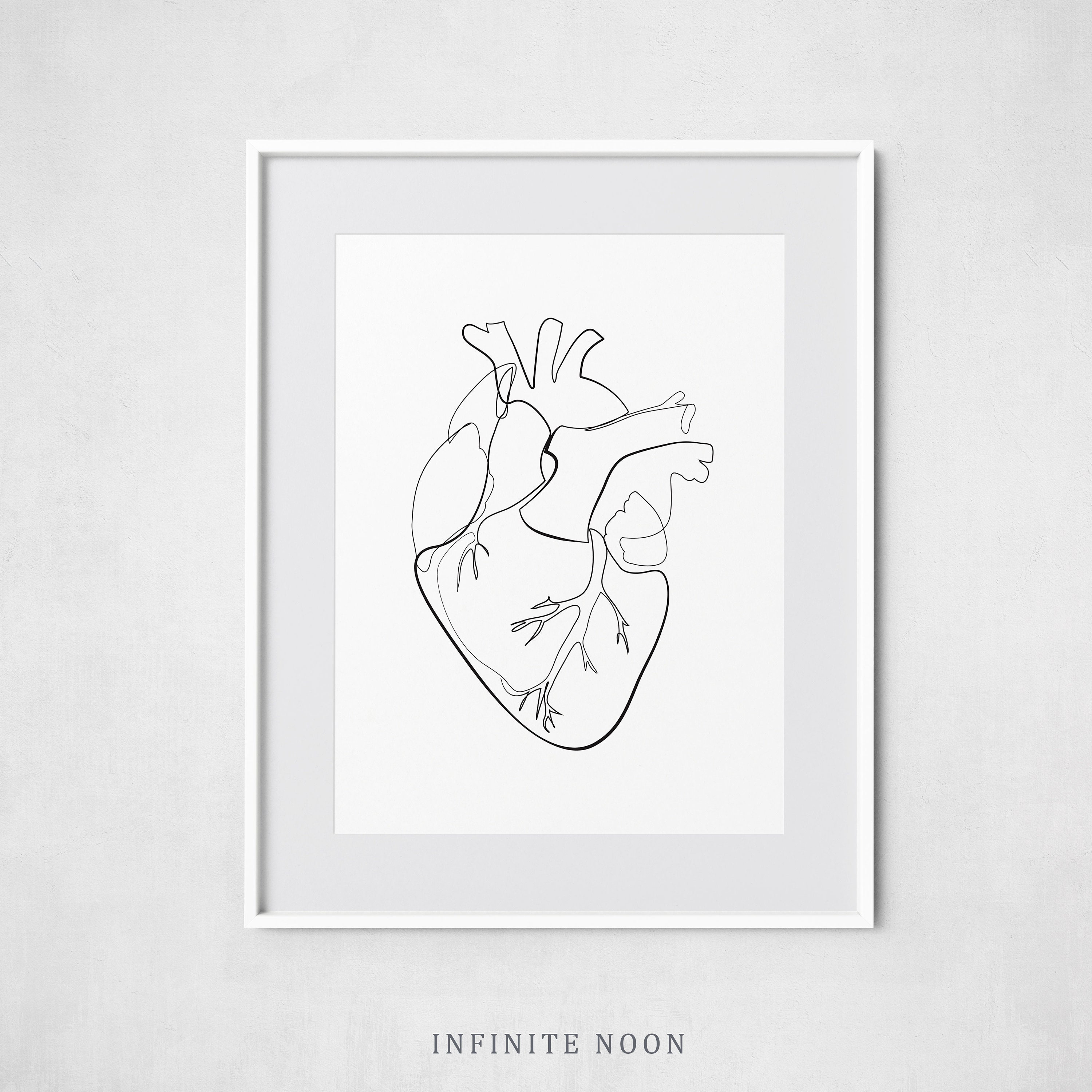 Anatomical Heart Drawing Illustration Abstract Health | Etsy