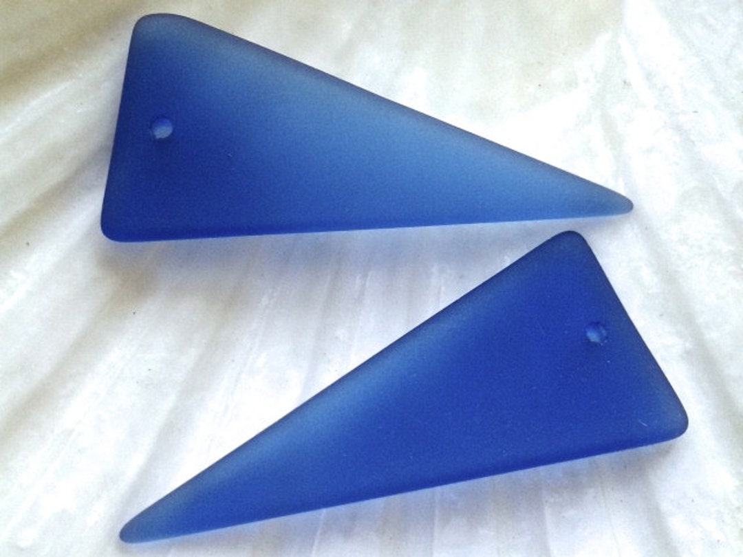1 PC. Frosted Royal Cobalt Blue Large Triangle Shield Cultivado Sea ...