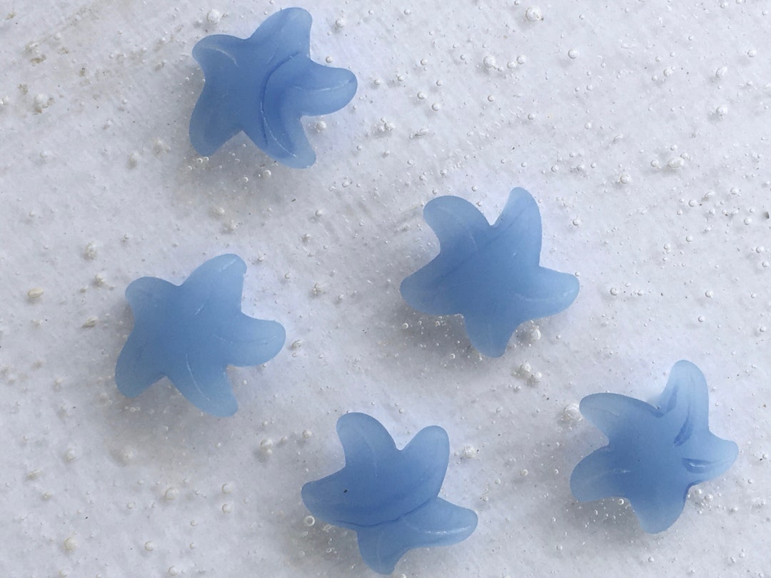 Opaque Sky Blue Sea Glass Starfish Pendant Beads With A Length Drilled ...