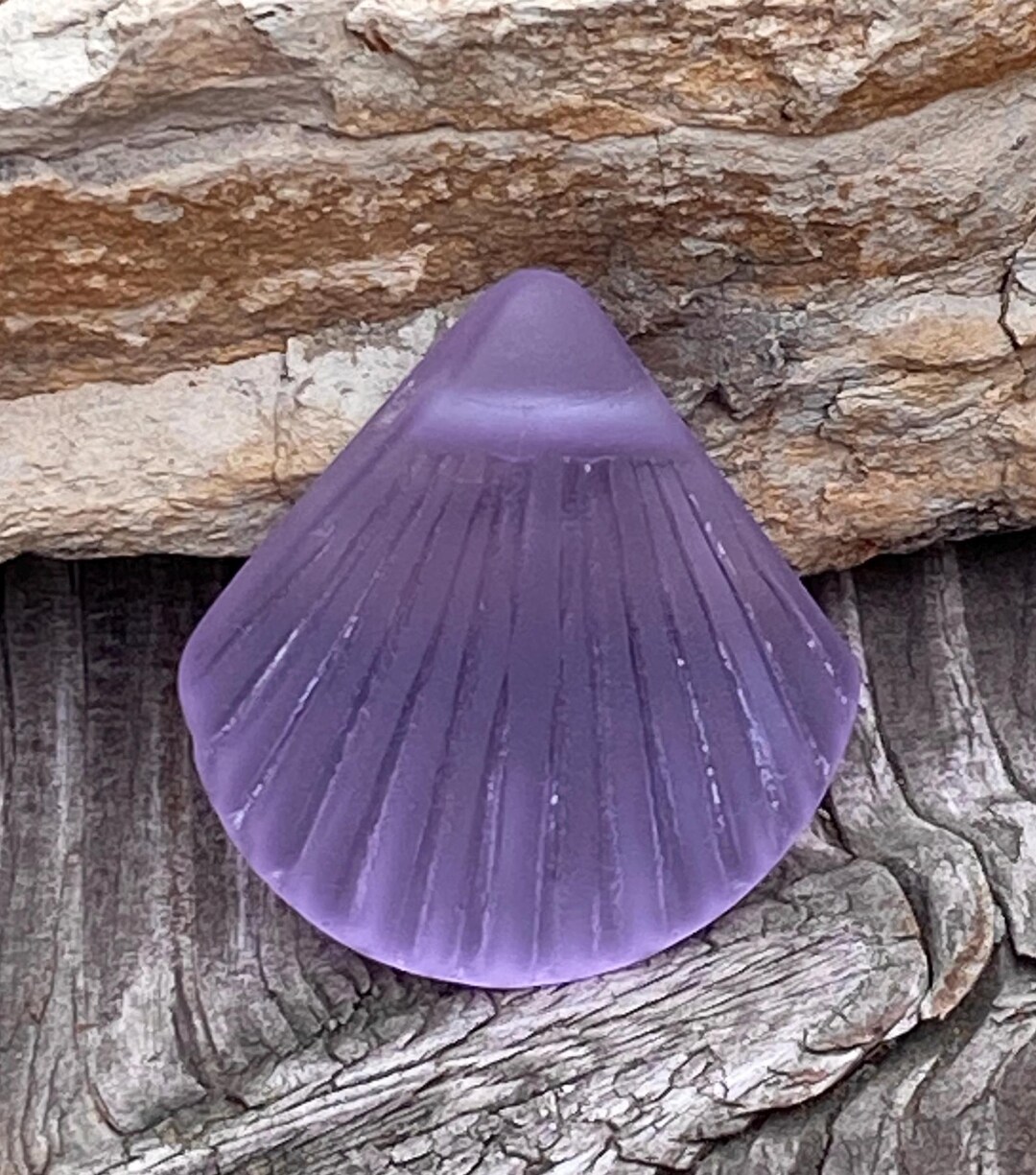 1 Large Periwinkle Lavender Side Tip Drilled Clam Shell Sea Glass ...