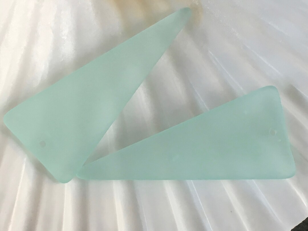 Frosted Aqua Sea Foam Sea Glass Top Drilled Pendants: Large Triangle ...