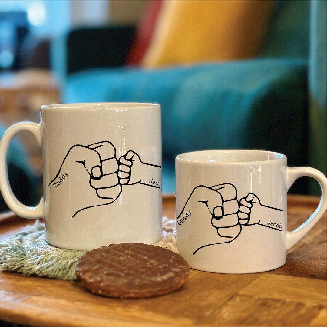 Personalised Adult and Child Fist Bump Mugs - Etsy
