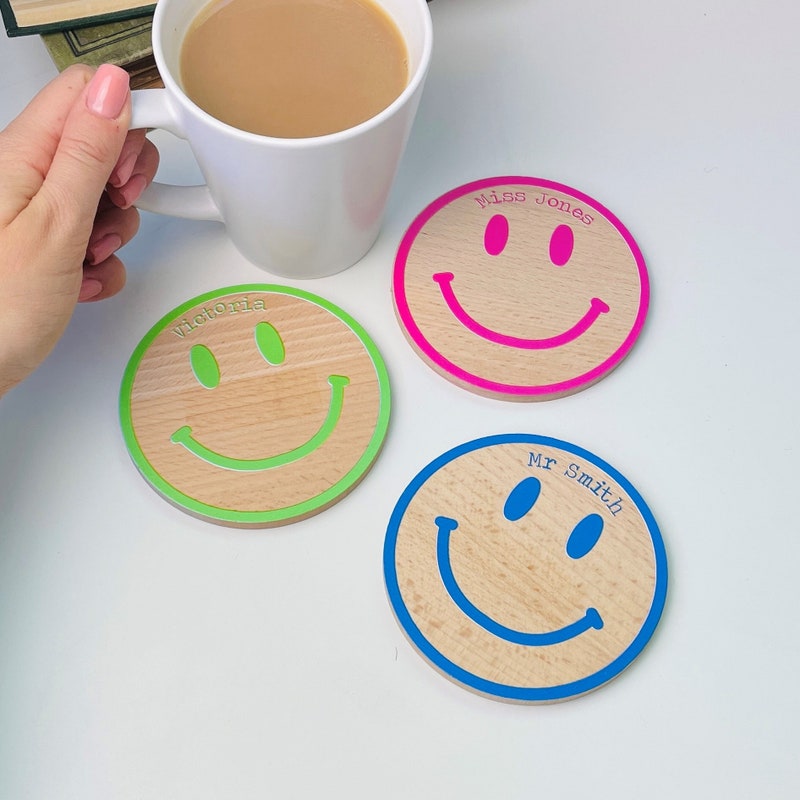 Smiley Face Coasters - Etsy