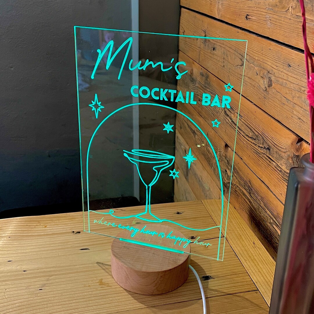 Personalised Light up Cocktail Sign - Etsy