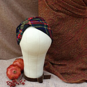 TARTAN Half Hat & Brooch // Plaid Checked Headband // Scottish Wool ...