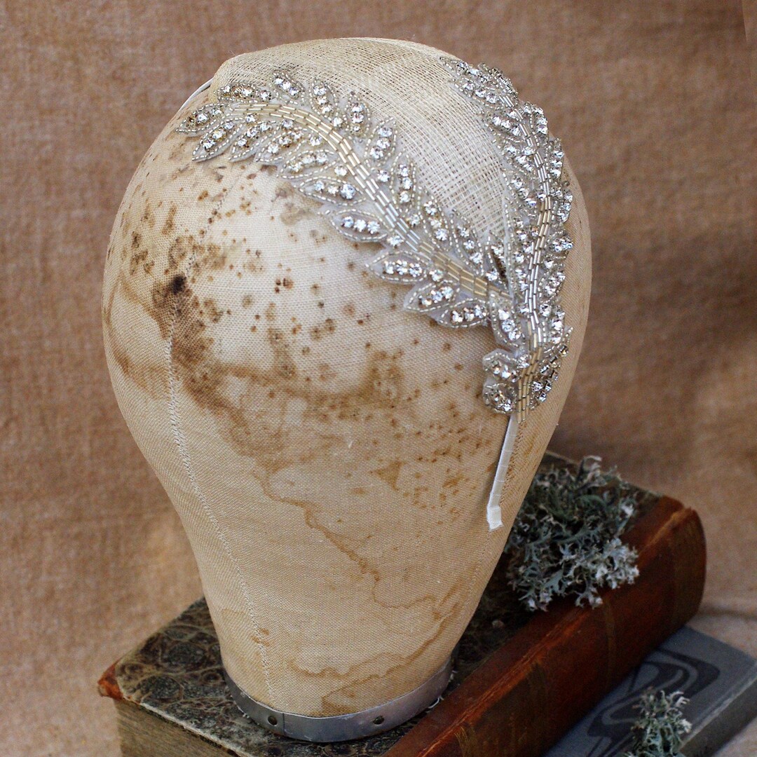 Bridal Headband Swan Lake Style //sinamay & Rhinestones // Elegant ...