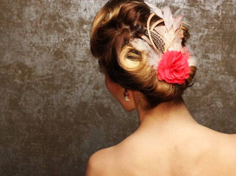 Blush & Cream Fascinator Headpiece Peachy Millinery Bridal | Etsy