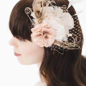 Blush & Cream Fascinator Headpiece Peachy Millinery Bridal - Etsy