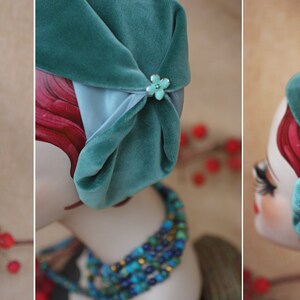 Powder Blue Velvet Half Hat Headband Headpiece Vintage 30s 20s Art ...