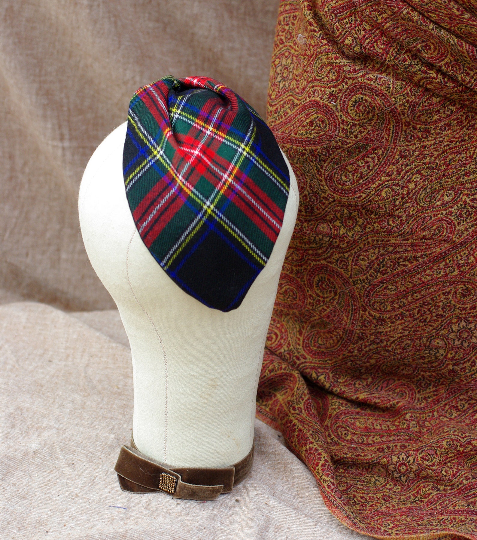 TARTAN Half Hat & Brooch // Plaid Checked Headband // Scottish Wool ...