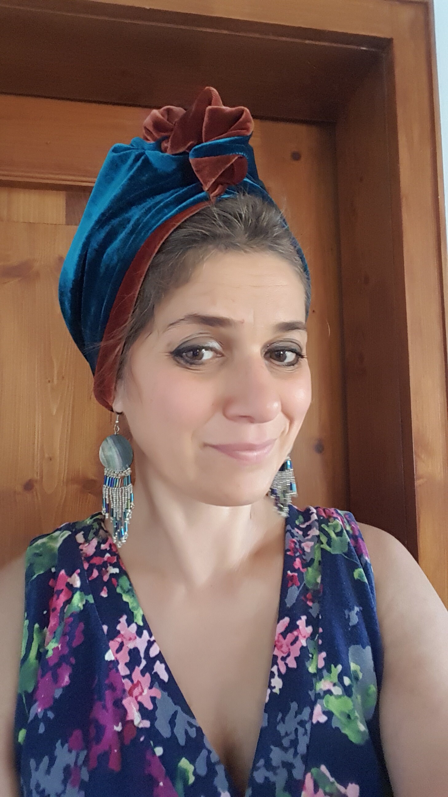 Purple & Gold Curry VELVET Turban Full Cap // Vintage Diva 30s 40s ...
