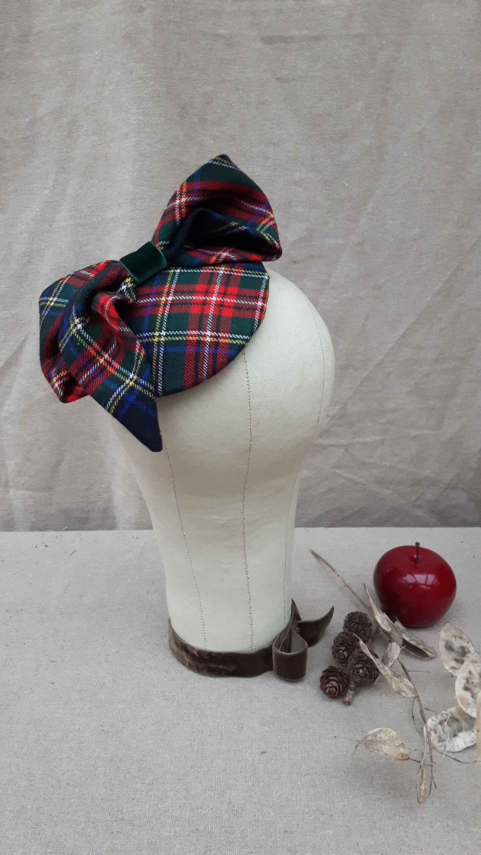 Tartan Fascinator. Pillbox With Bow. Orig. Scottish Wool. Vintage ...