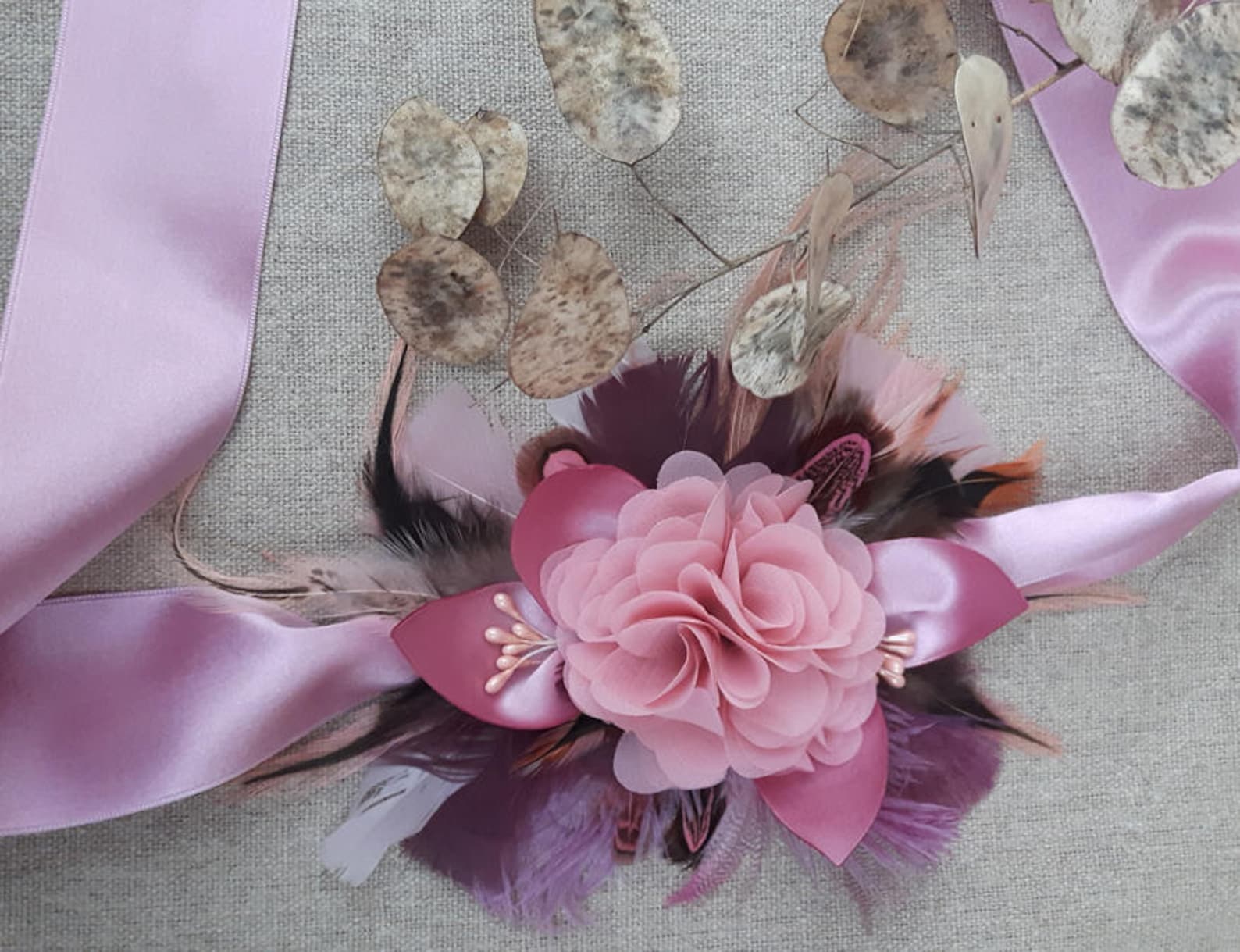 Bridal Sash Wedding Dusky Pink Pastel Belt Flower Sash Vintage - Etsy UK