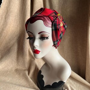 RED TARTAN Classic Plaid Checked Headband // Scottish Half Hat ...