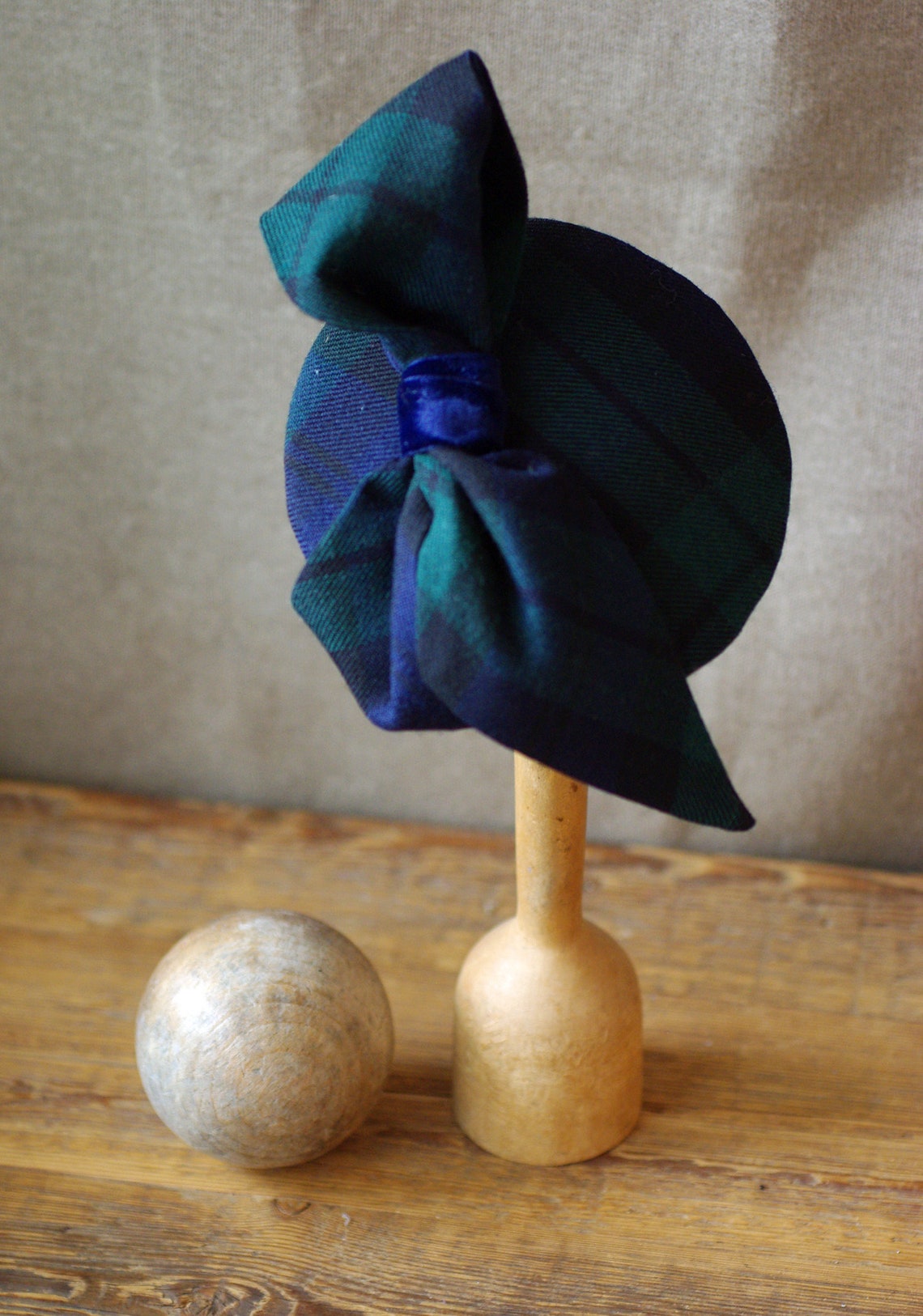 Tartan Fascinator. Pillbox Bow & Optional Veil. Scottish Wool Vintage ...