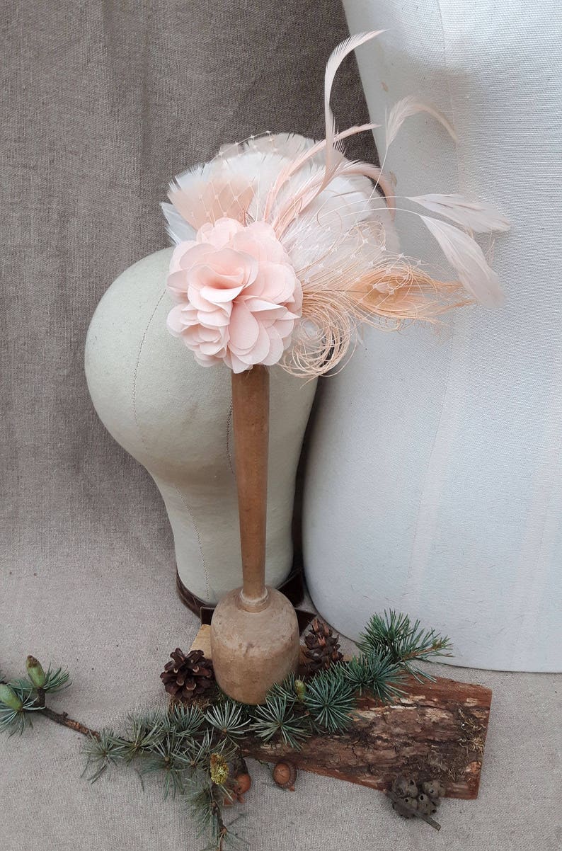 Blush & Cream Fascinator Headpiece Peachy Millinery Bridal | Etsy