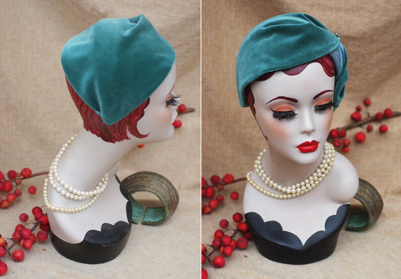 Powder Blue Velvet Half Hat Headband Headpiece Vintage 30s 20s - Etsy