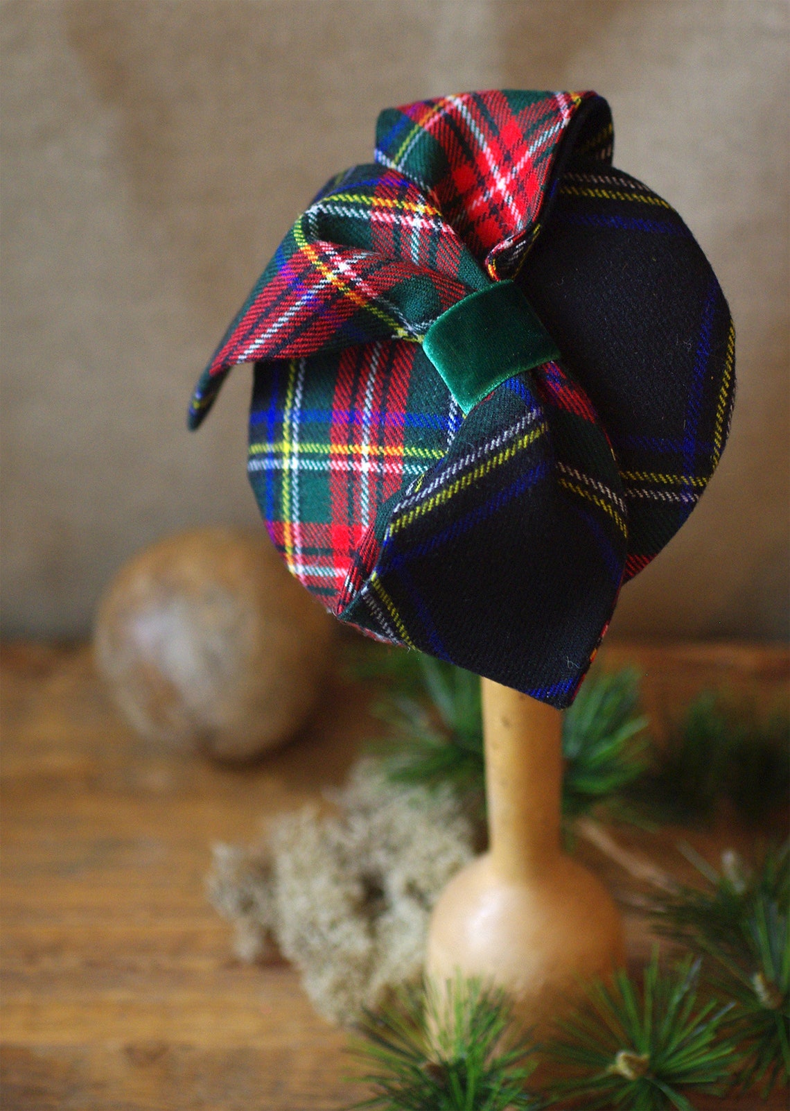 Tartan Fascinator. Pillbox With Bow. Orig. Scottish Wool. Vintage ...